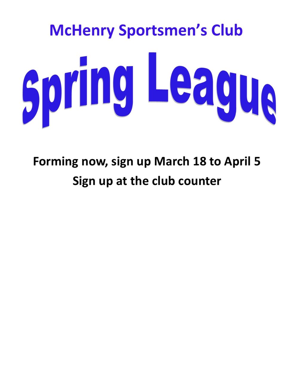 Spring League Sign Up - McHenry Sportsmen's Club